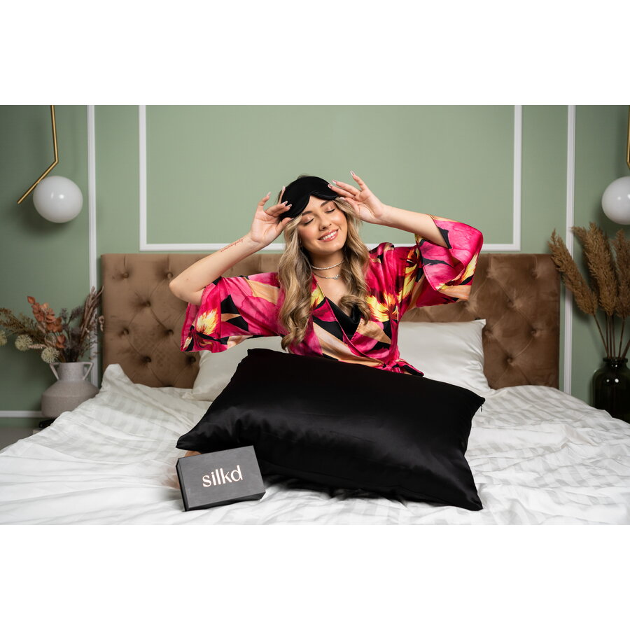 Masca de dormit matase neagra - Silkd - Silkd.ro